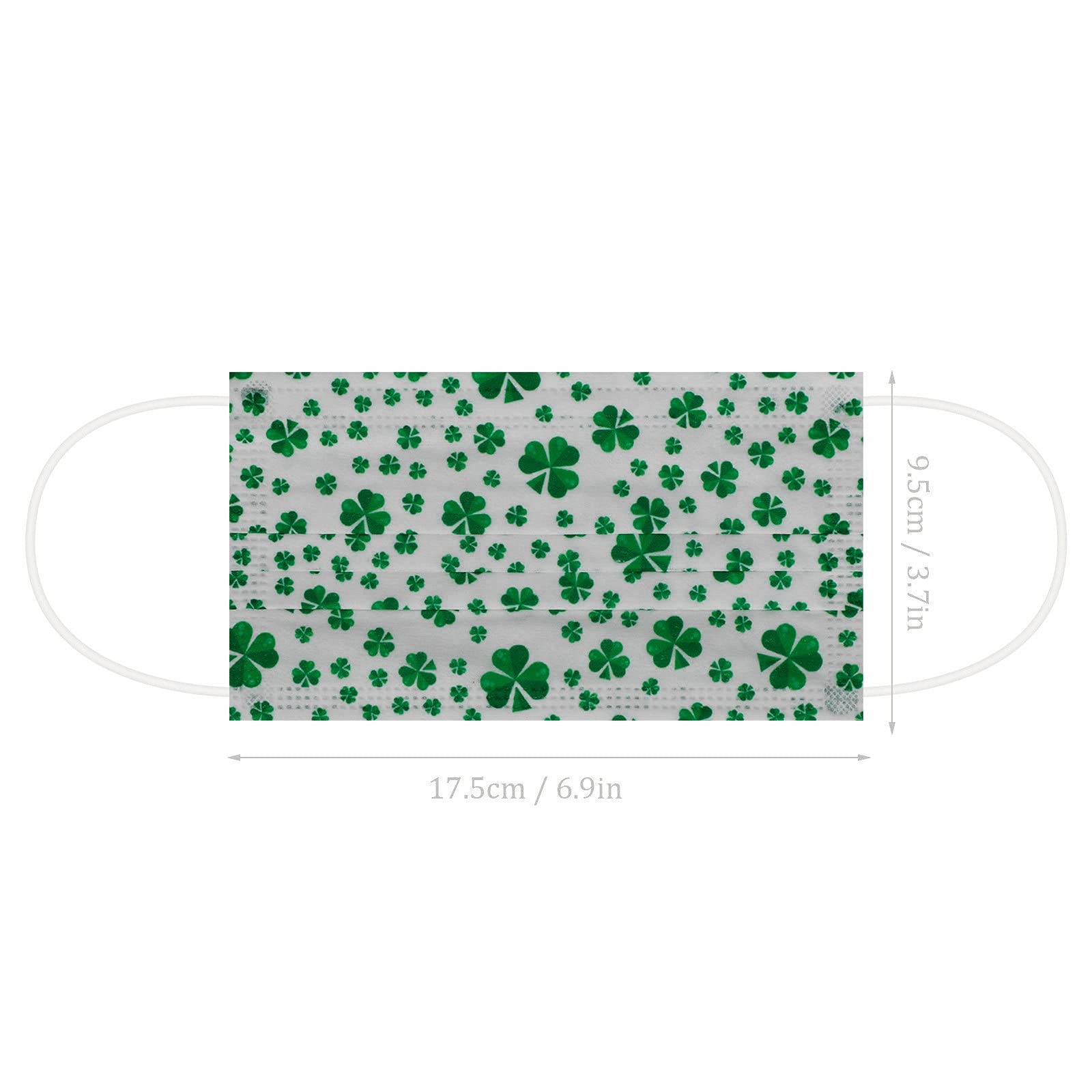 Rvikurc 50PC St.Patrick's Day Masks Disposable for Adult,3 Ply Facemasks with Green Shamrocks Gnome Designs,Holiday Facemask Outdoor