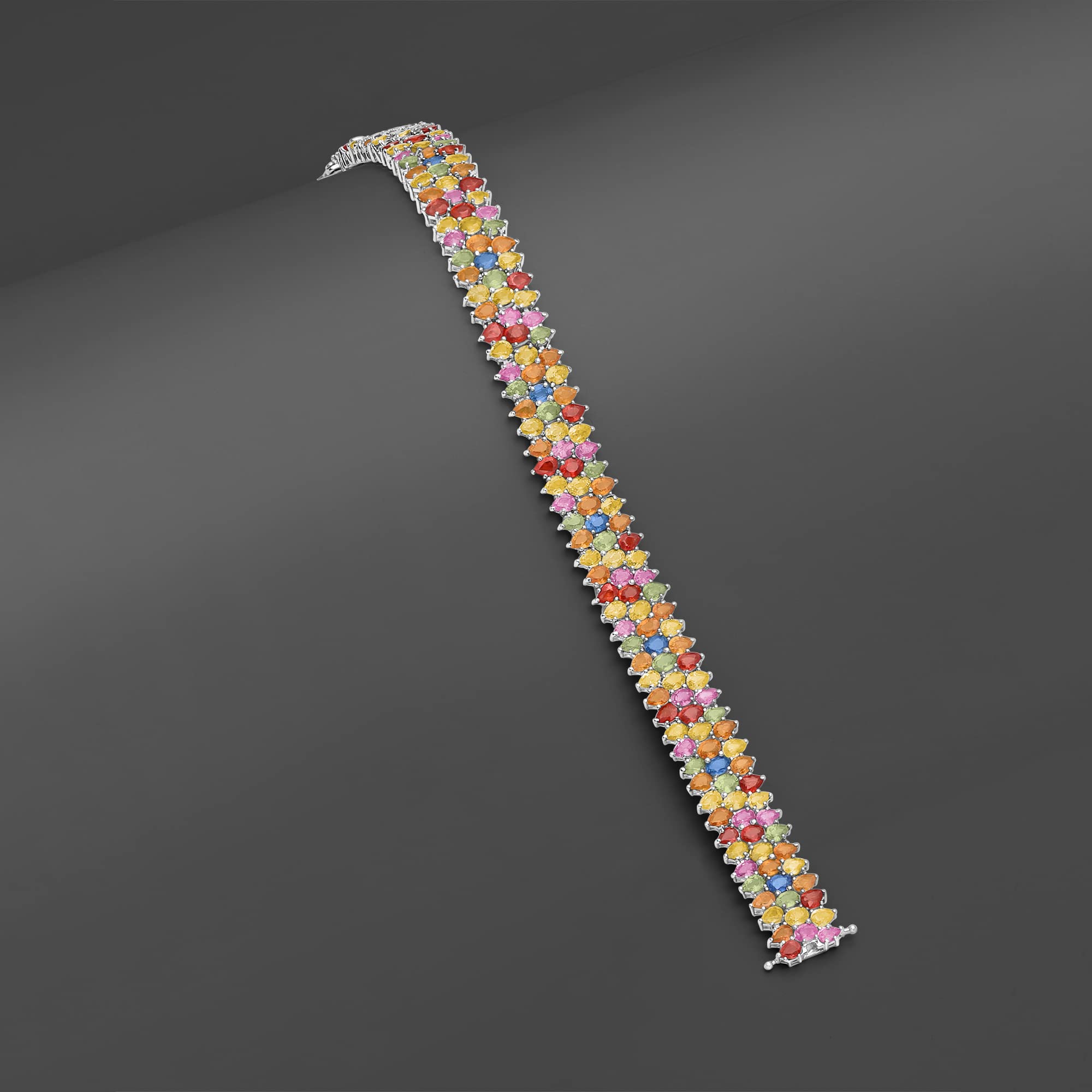 Ross-Simons 36.00 ct. t.w. Multicolored Sapphire Bracelet in Sterling Silver. 8 inches