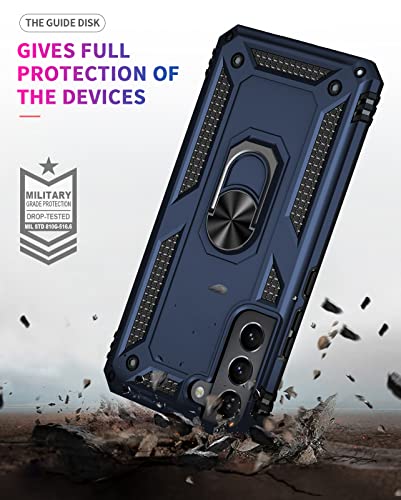 SKTGSLAMY for Samsung Galaxy S22 Case,Galaxy S22 Case,with Screen Protector,[Military Grade] 16ft. Drop Tested Cover with Magnetic Kickstand Car Mount Protective Case for Samsung S22 5G (Blue)