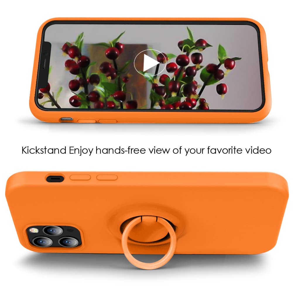 MOCCA Compatible with iPhone 12 Case, iPhone 12 Pro Case 6.1inch with Ring Kickstand |Super Soft Microfiber Lining|Anti-Scratch Full-Body Shockproof Protective Case for iPhone 12/12 Pro - Stone