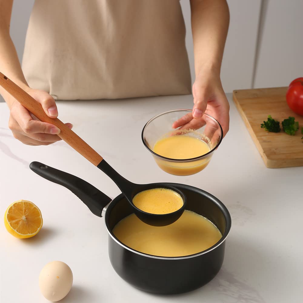 Kitchen Silicone Cooking Utensils Set with Wooden Handle. 446°F Heat Resistant, BPA free, Dishwasher Safe Non-Stick Silicone Kitchen Gadgets Cookware Set(12pcs Set) (White)