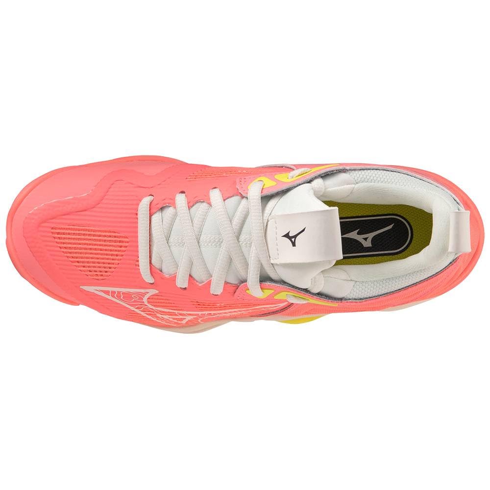 Mizuno Women's Volleyball Shoes, Wave Momentum 3, Candy Coral/Black/Bolt, Candy Coral Black Bolt, 8 US