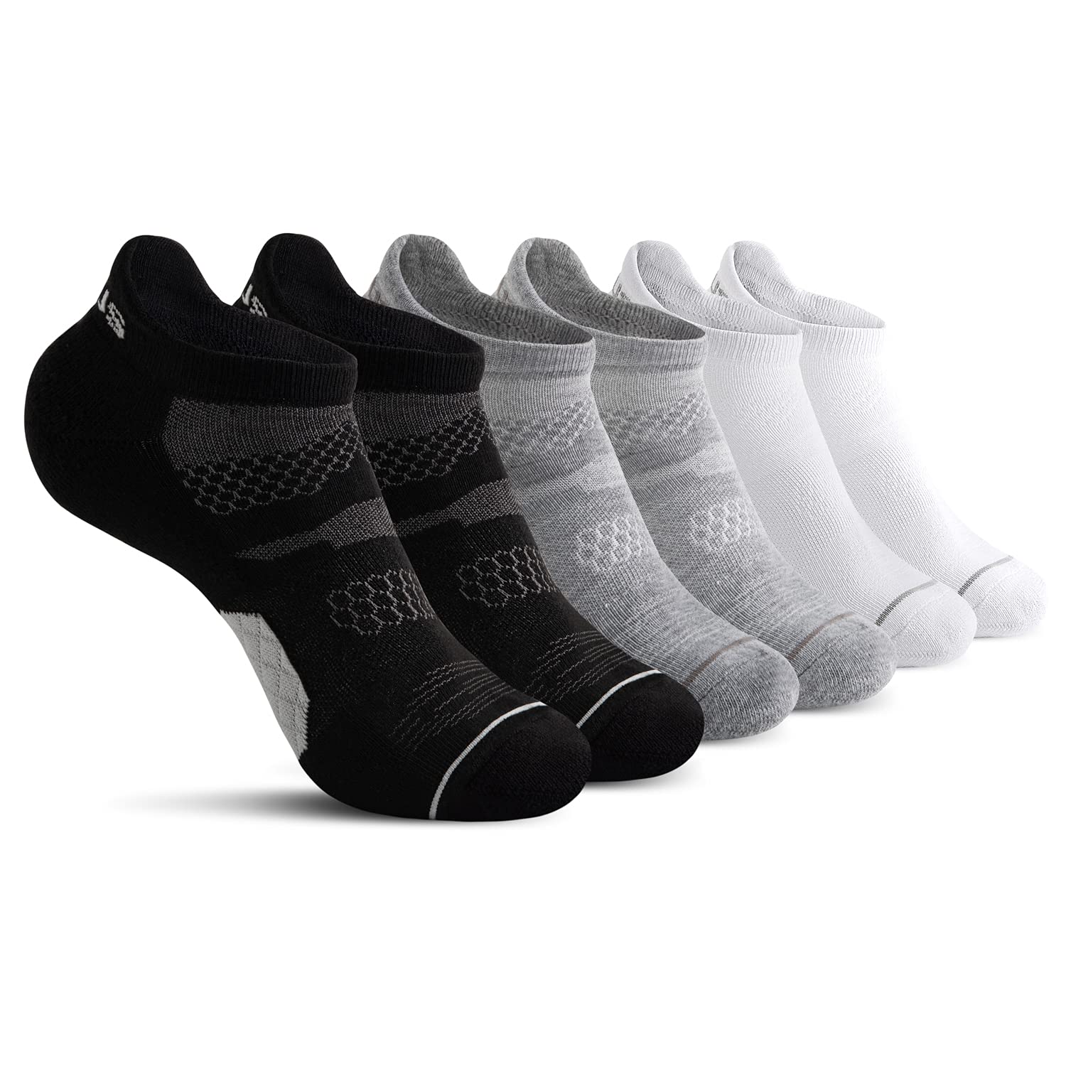 MWUS 6 Pairs Men's Athletic Running Ankle Socks,with Cushion Low Cut Sport Tab Socks