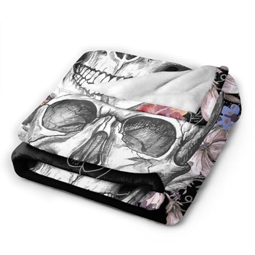 Skull Throw Blanket Soft Warm Cozy Winter Decorative Gothic Flannel Fleece Blankets for Living Room Farmhouse Couch Outdoor 60 X 50 inch