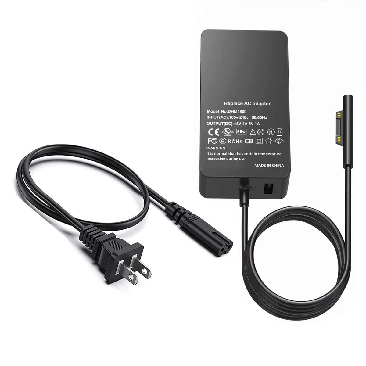 Surface Laptop Charger Surface Pro Charger 65W 15V 4A Power Supply Compatible Microsoft Surface Pro X/9/8/7/6/5/4/3 Surface Laptop1/2/3/4 Surface Go1/2/3 Surface Book 1/2/3 with USB Charging Port