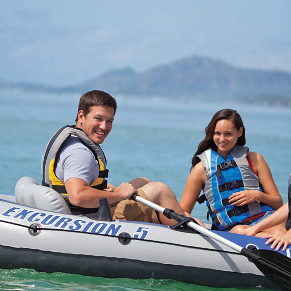 Intex Excursion 5 Person Inflatable Rafting and Fishing Boat w/ 2 Oars (2 Pack)