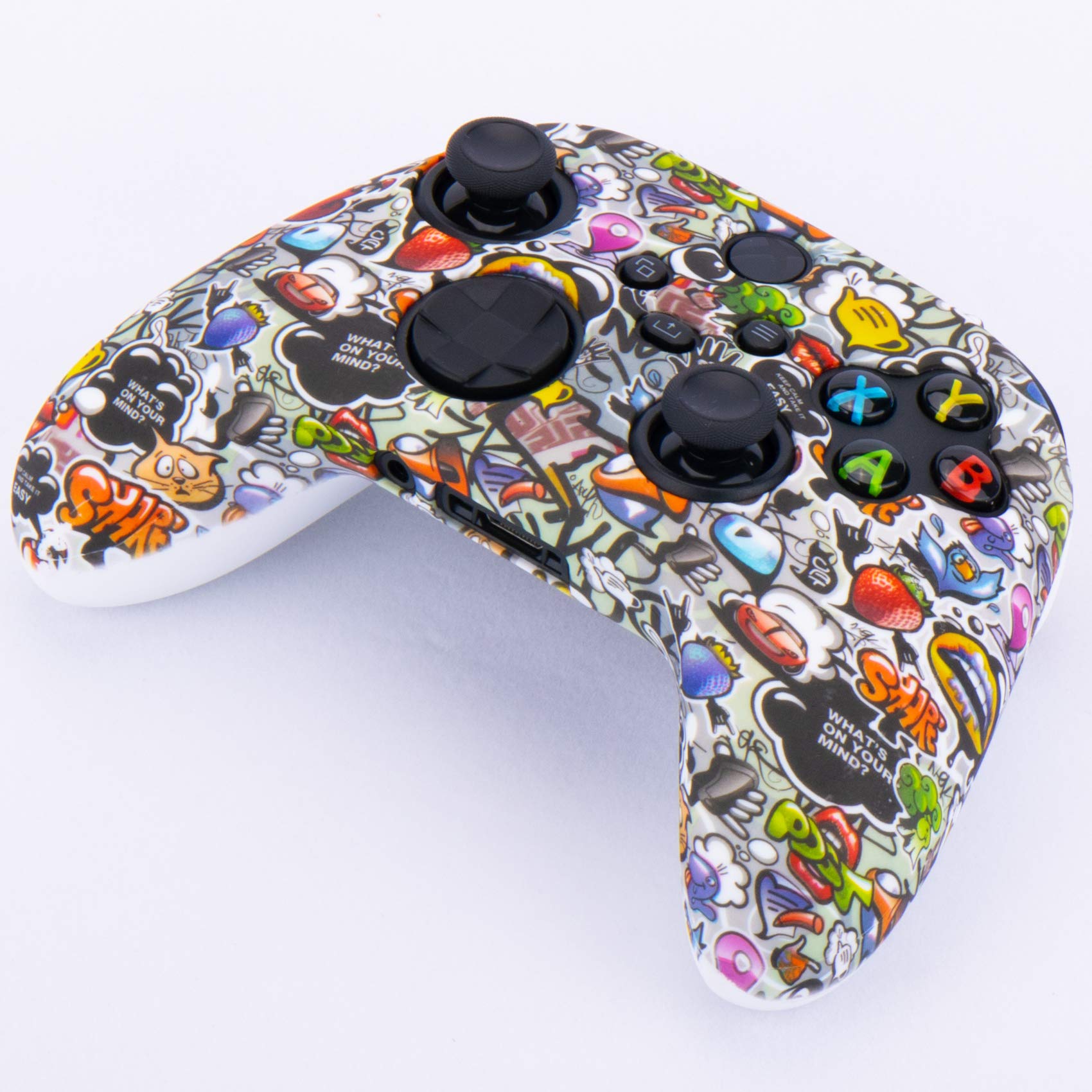 MXRC Silicone Rubber Printing Cover Skin Case x 1 Anti-Slip Customize for Xbox Series X/S Controller x 2(Street Art Pack) + Thumb Grips x 8
