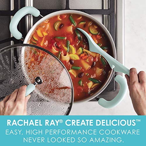 Rachael Ray Create Delicious Nonstick Stock Pot/Stockpot with Lid - 6 Quart, Blue