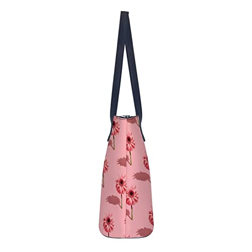 Modern Floral Pattern Women's Tote Bag PU Leather Shoulder Bag Handbags Purse For Work Shopping Travel