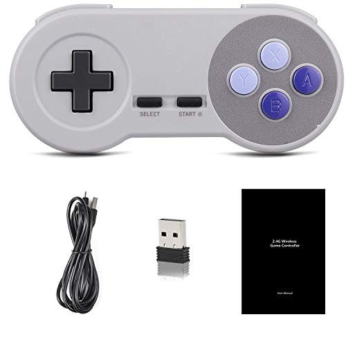 MODESLAB 2 Pack USB SNES Controller, PC Classic 2.4 GHz Super NES Retro Gamepad Compatible for PC Windows MAC Liunx Raspberry Pi - Purple