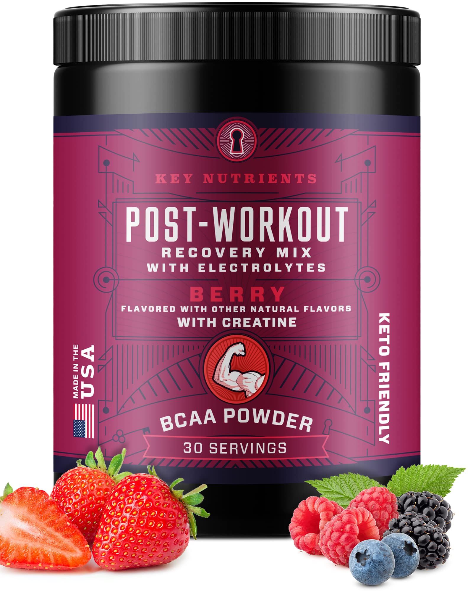 KEY NUTRIENTS Multivitamin Electrolytes BCAA Powder - Post Workout and Recovery Drink Creatine Supplement - Muscle Recovery & Muscle Builder for Men & Women