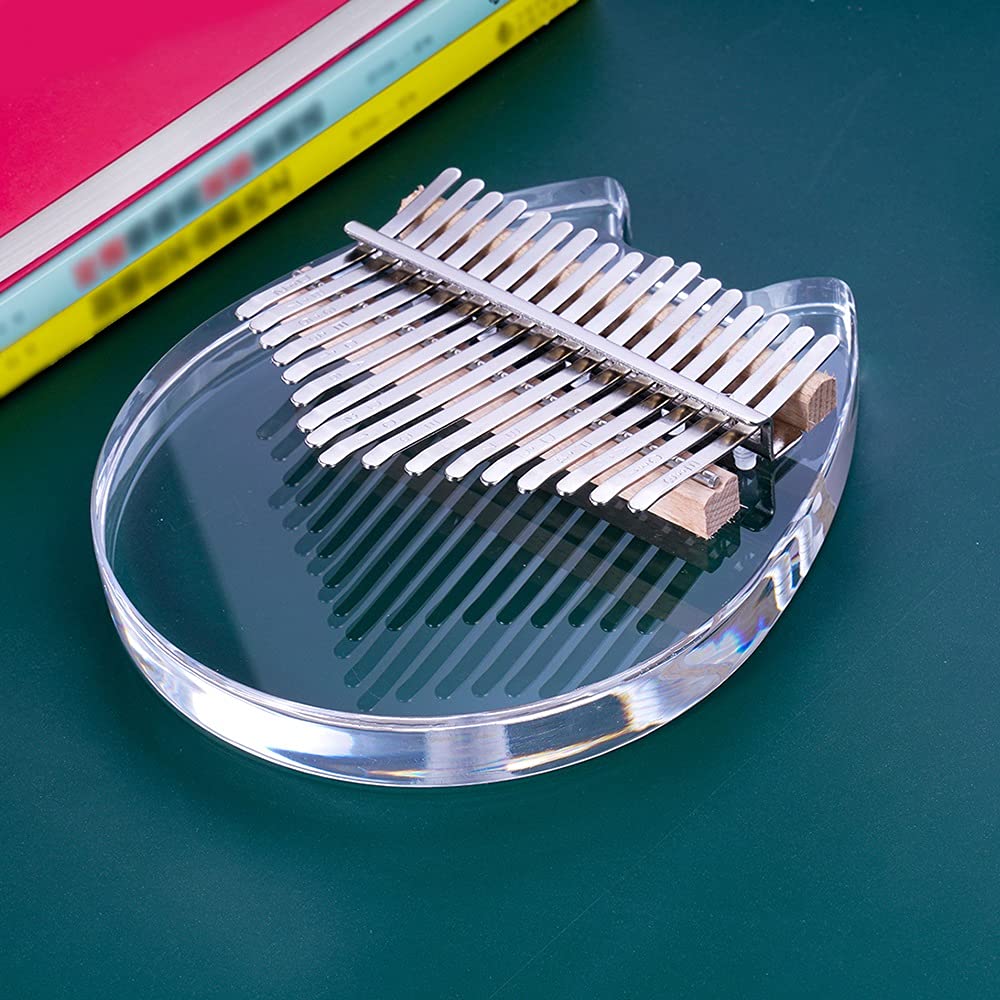 SDGH 17 Keys Transparent Acrylic Thumb Piano with Carry Case Tuning Hammer Stickers Cleaning Cloth Finger Piano