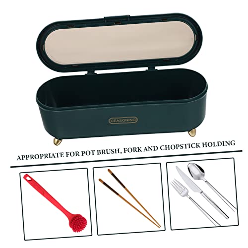 Luxshiny 2pcs box Silverware Cutlery and Tray Flatware Case Utensil Kitchen Dinnerware Portable Lid Accessory Lids Straw Organizer Clear with Spoon Delicate Holder Storage Drawer Home