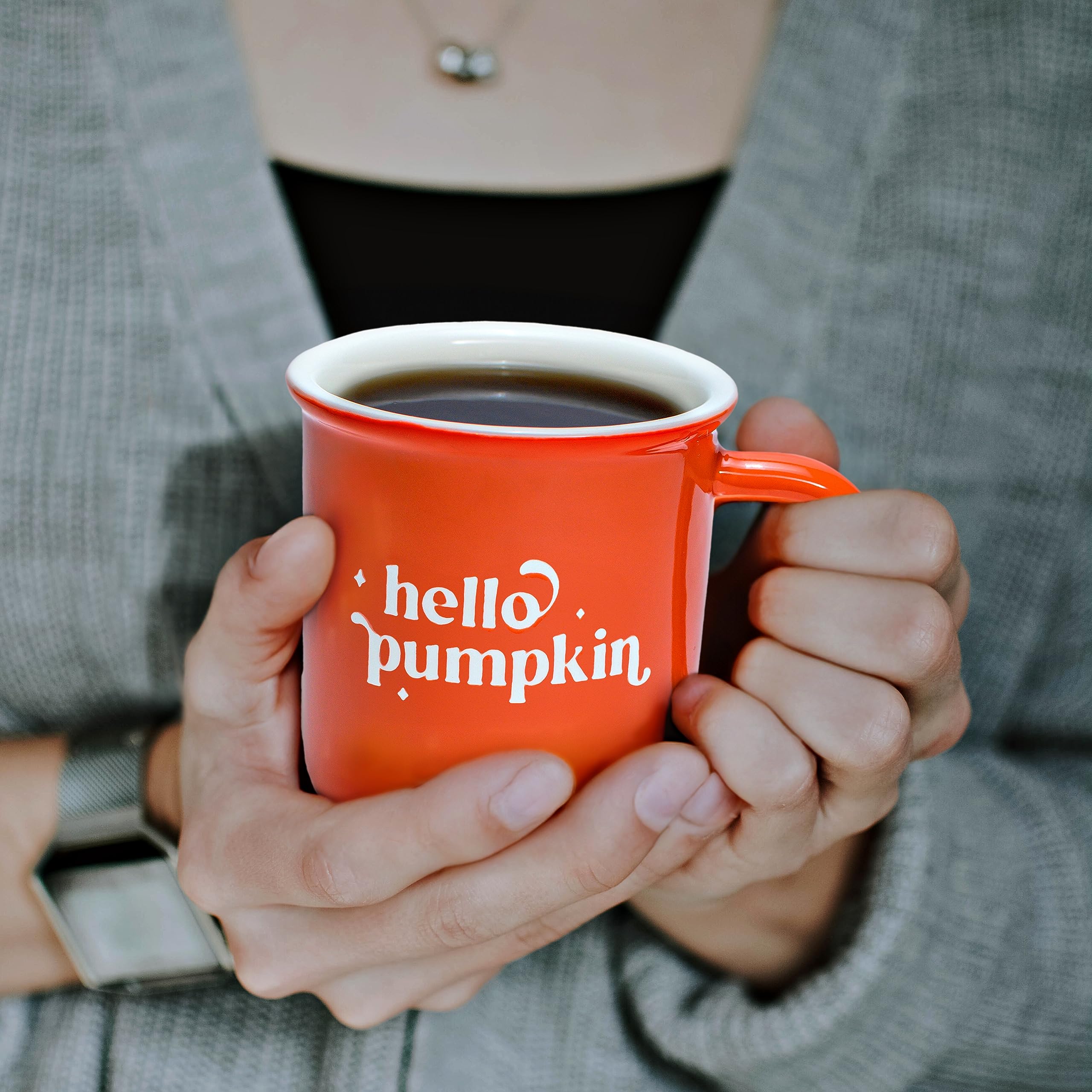 MAINEVENT Hello Pumpkin Fall Mugs 11 Ounce, Hello Pumpkin Coffee Mugs Fall, Hello Pumpkin Fall Coffee Mugs, Hello Pumpkin Holiday Mugs, Orange