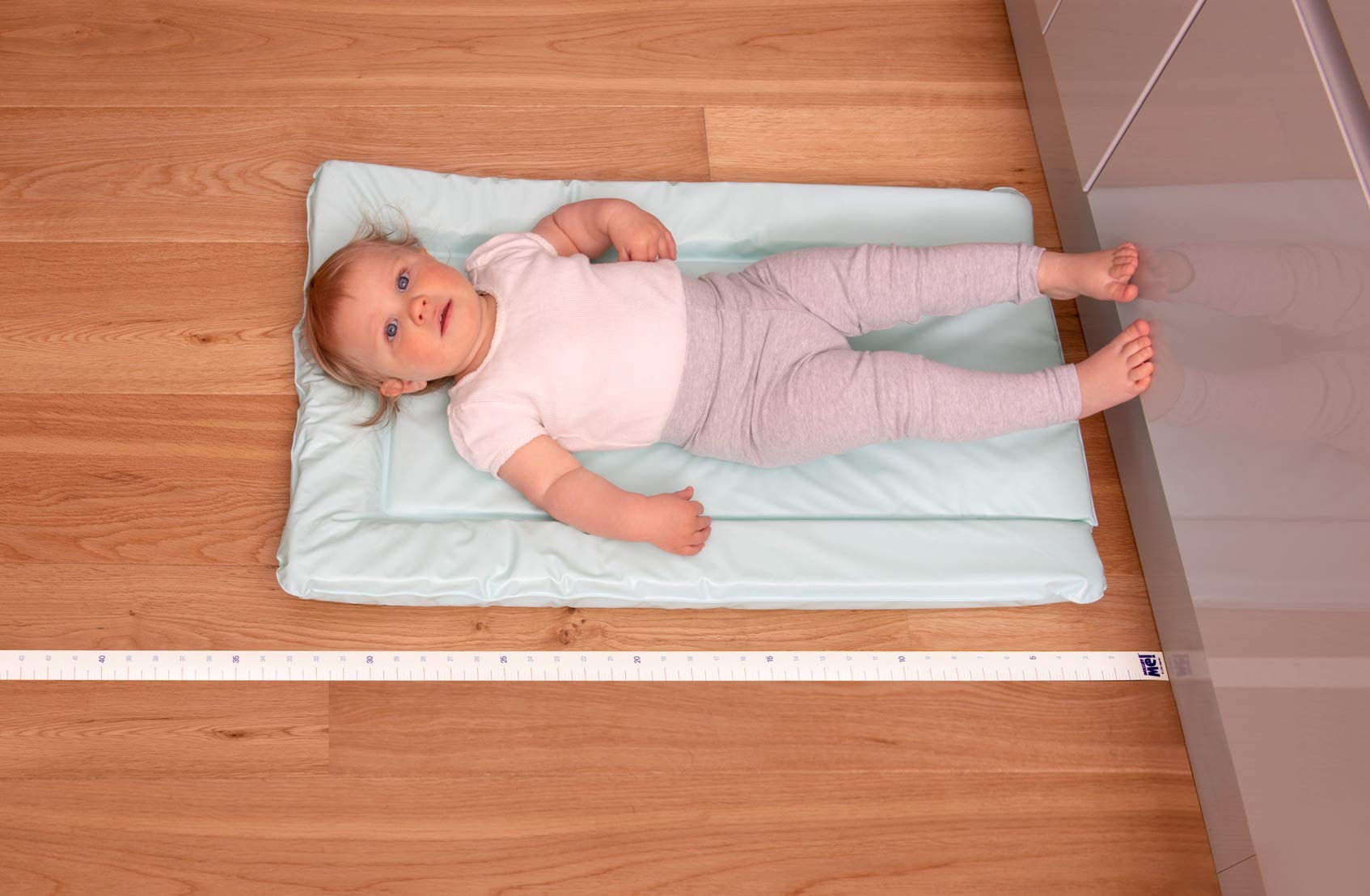 Measure Me! Baby Roll-up Door Frame Growth Height Chart for Children Kids Room - Little White One (inches)