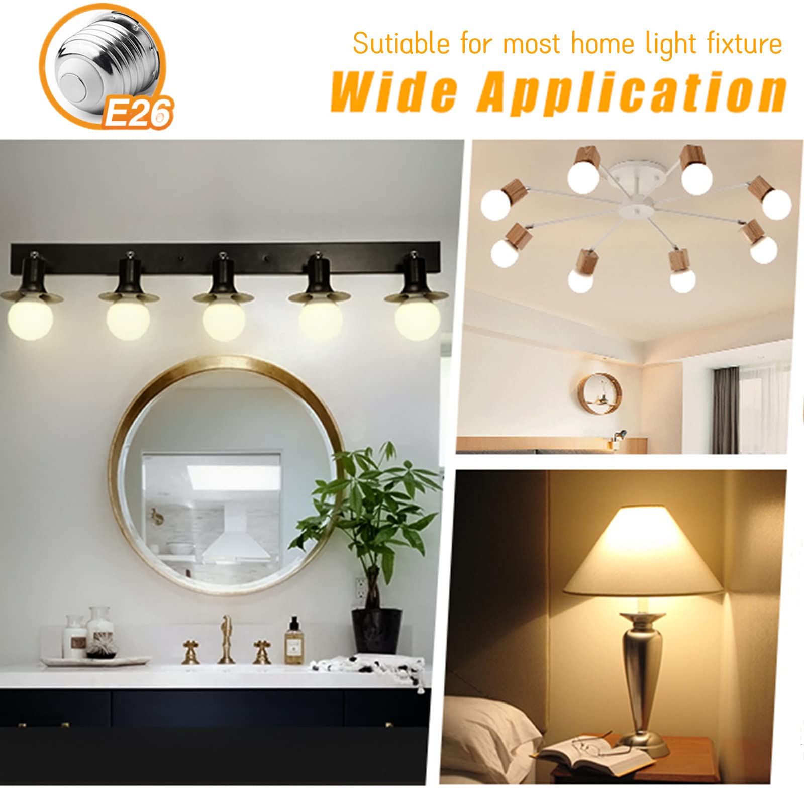 Neporal 8 Packs LED G25 Globe Light Bulbs 2700K/4000K/5000K Color Adjustable 5W 60 Watt Equivalent Bathroom Light Bulbs Round Vanity Light Bulbs for Bathroom Vanity Mirror E26 Base Fixture