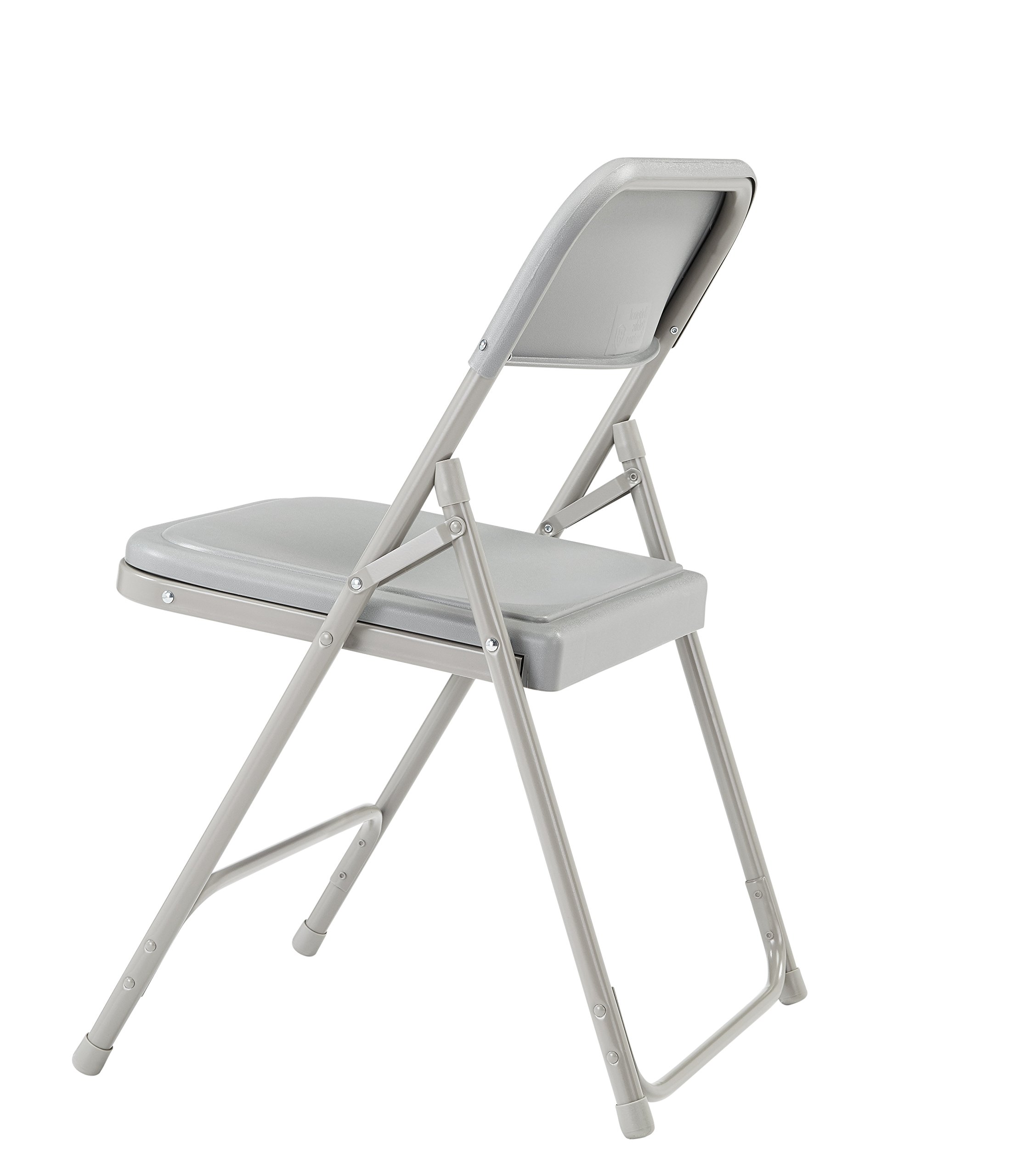 National Public Seating 800 Series Steel Frame Premium Light Weight Plastic Seat and Back Stacking Folding Chair with Double Brace, 480 lbs Capacity, Grey
