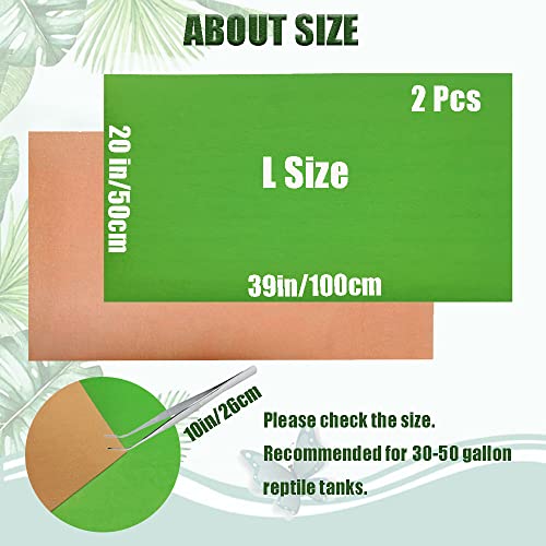 Tfwadmx 2 Pack Reversible Reptile Carpet, 39ββ x 20ββ Terrarium Bedding Substrate Liner Lizard Soft Mats Reptile Cage Mat Supplies and Tongs for Bearded Dragon Tortoise Leopard Gecko Snake