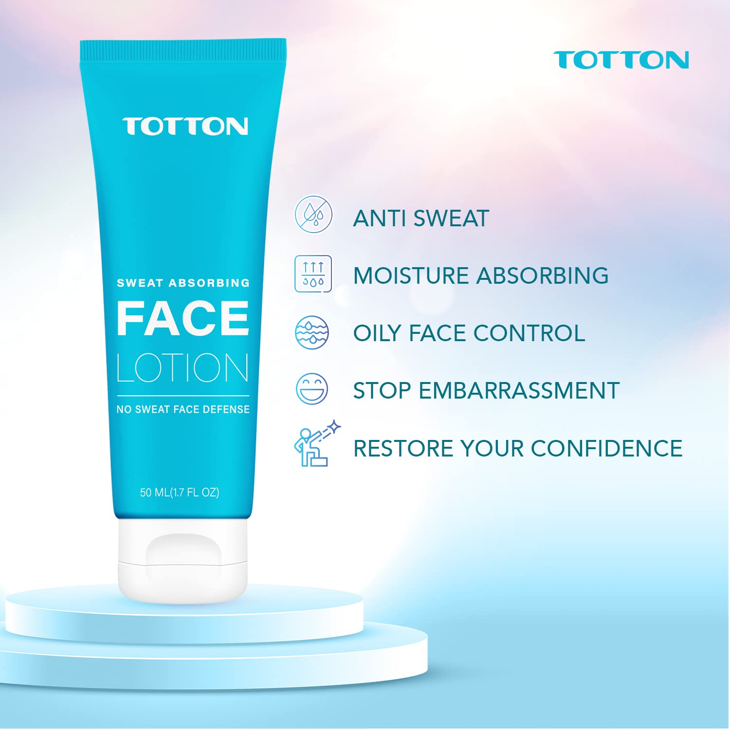 Sweat Absorbing Lotion, Antiperspirant for Face, Forehead, and Scalp, Block Sweat and Oily Skin Control, Anti Sweat for Men & Women - 50mL