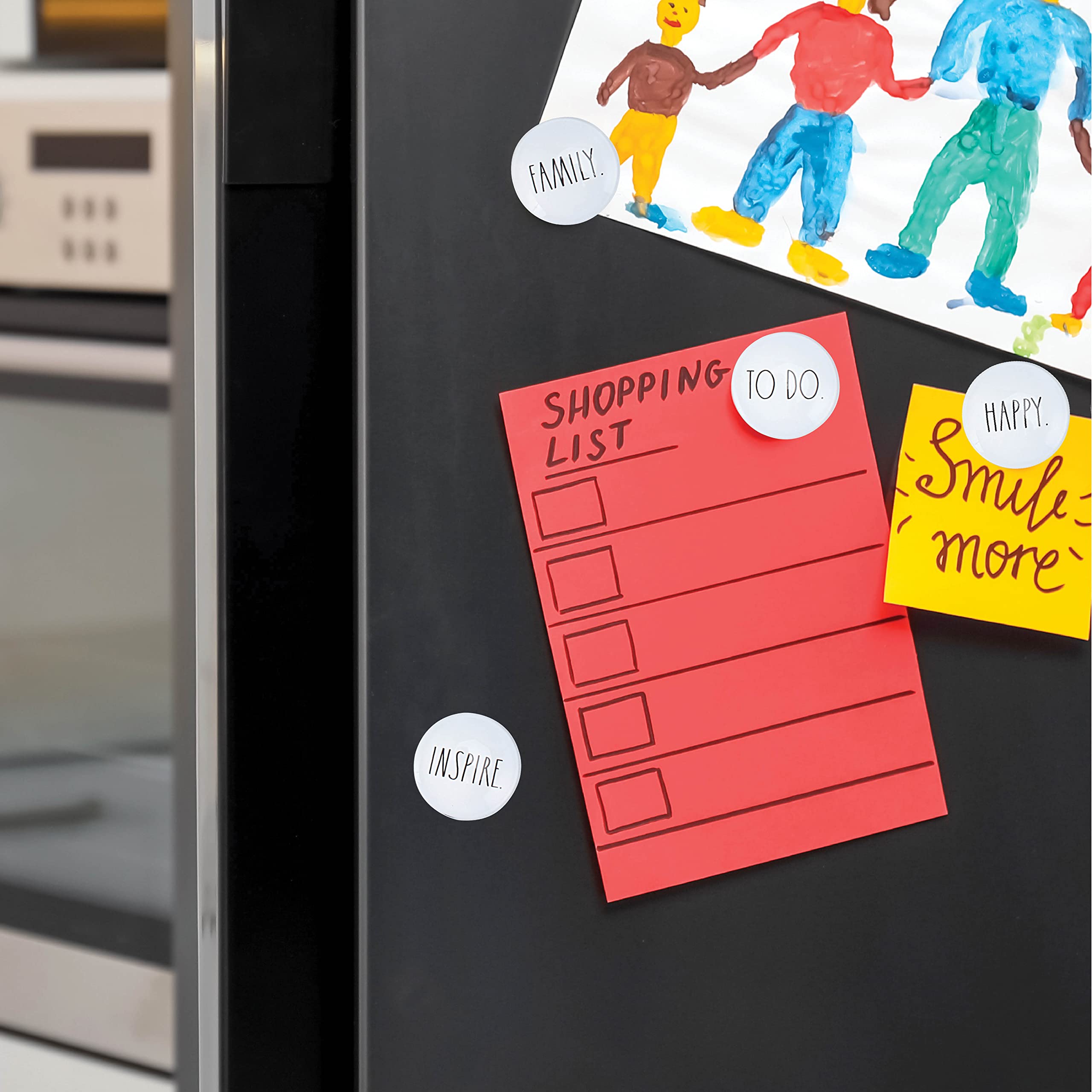 Rae Dunn Decorative Fridge Magnets β 9 Piece Cute Glass Magnets for Refrigerator β Magnets for Office Kitchen Magnets for Locker - Inspirational Magnets for Home and Family (White)