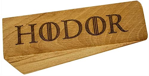 Natural Door Stop Hodor Stopper Elms Wood Ulmaceae Strong Hold Anti- Slip Rubber Wedge GOT Compatible with Every Surface 2 Pack Gift Engraved Merchandise Gag