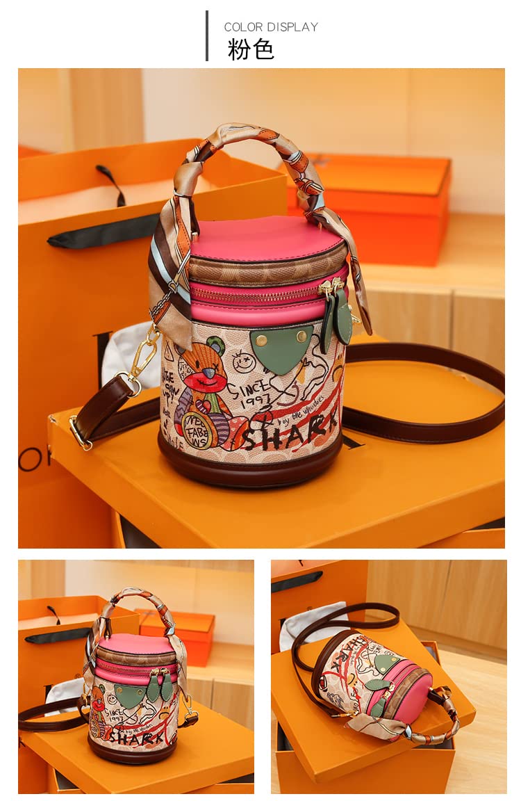 Round Crossbody bag Women (Pink) medium size