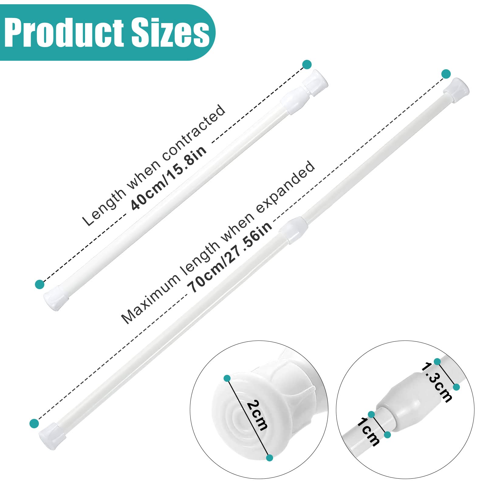 KUANVE 6 Pcs Window Security Bars, Adjustable Sliding Glass Door Bar Sliding Door Security Bar Window Safety Lock Bar with Rubber Tips for Children Home, Extends from 15.8-27.6 Inch, Black & White