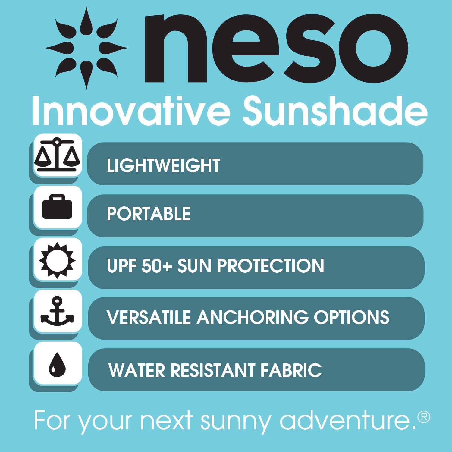 Neso Tents Grande Beach Tent, 7ft Tall, 9 x 9ft, Reinforced Corners and Cooler Pocket (Rainbow)
