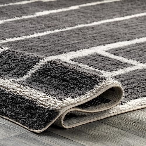 nuLOOM Krissy Modern Wool Machine Washable Area Rug, 6x9, Grey