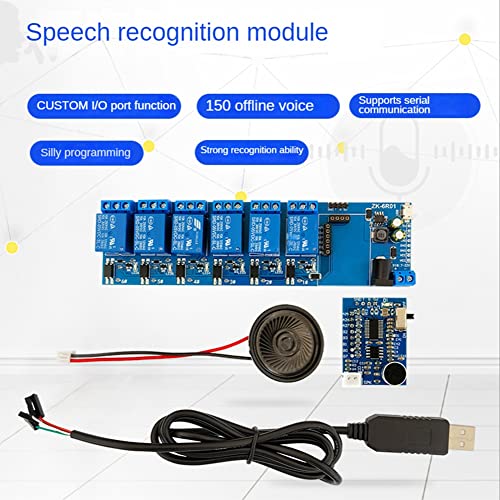 WAAZI -VR01 Complete Set of Speech Recognition Module with Relay+Speaker AI Offline Control