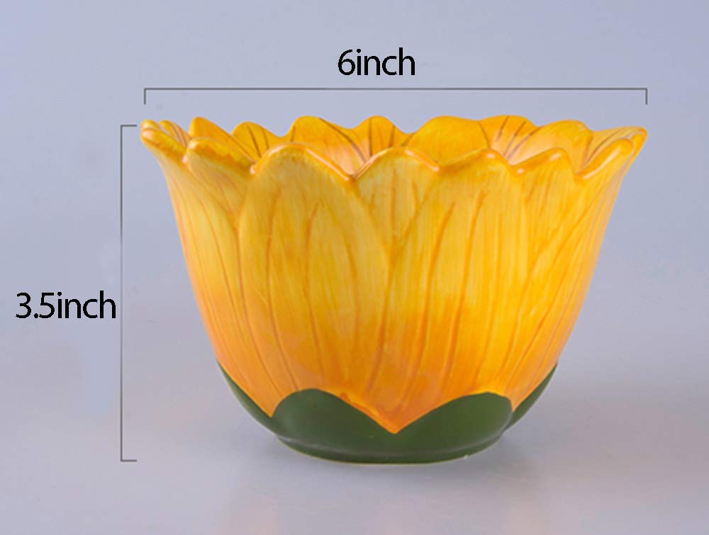Mozacona Ceramic Relief Sunflower Soup Bowl Hand Painted Dessert Bowl Salad Bowl