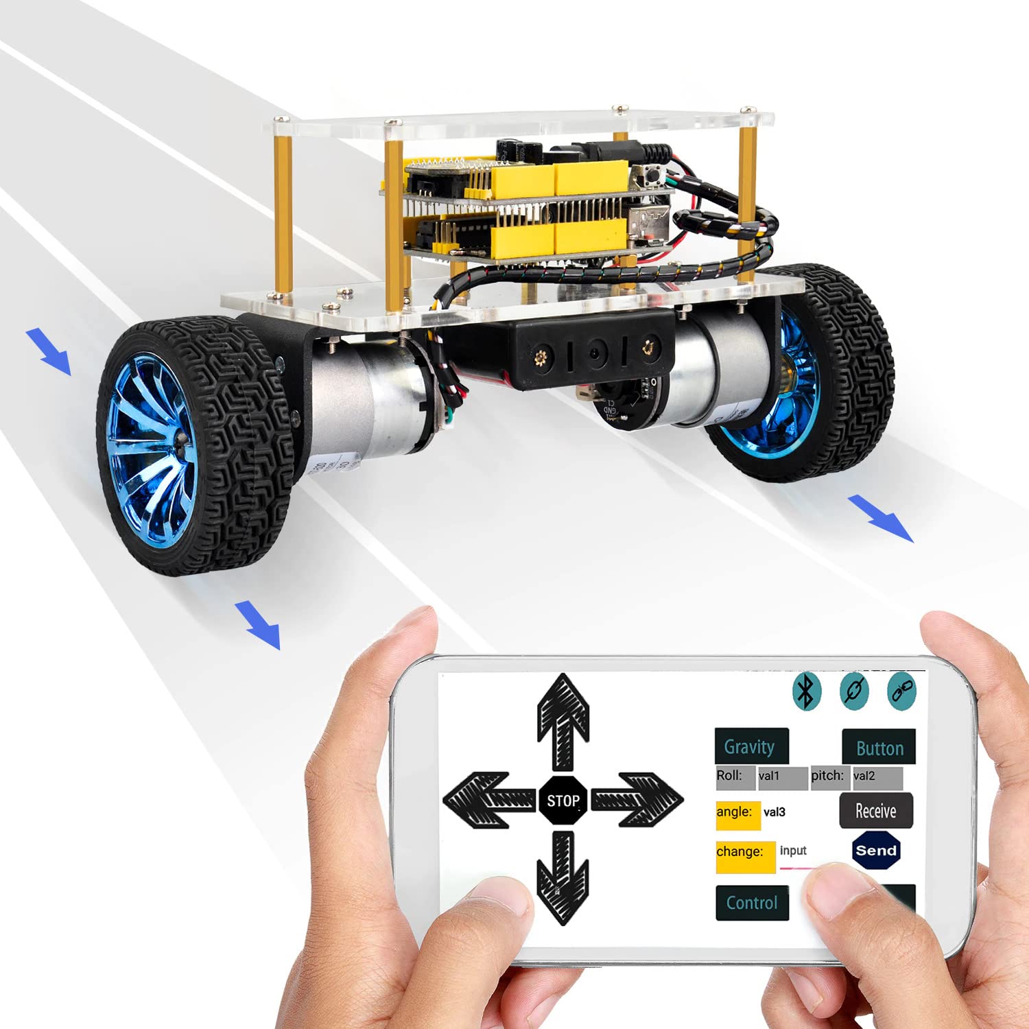 KEYESTUDIO Self-Balancing Robot Car Kit for Arduino DIY Project, Wireless Bluetooth Control, Strong DC Motors, Robotics and Electronics STEM Smart Car Kit for Adults to Build