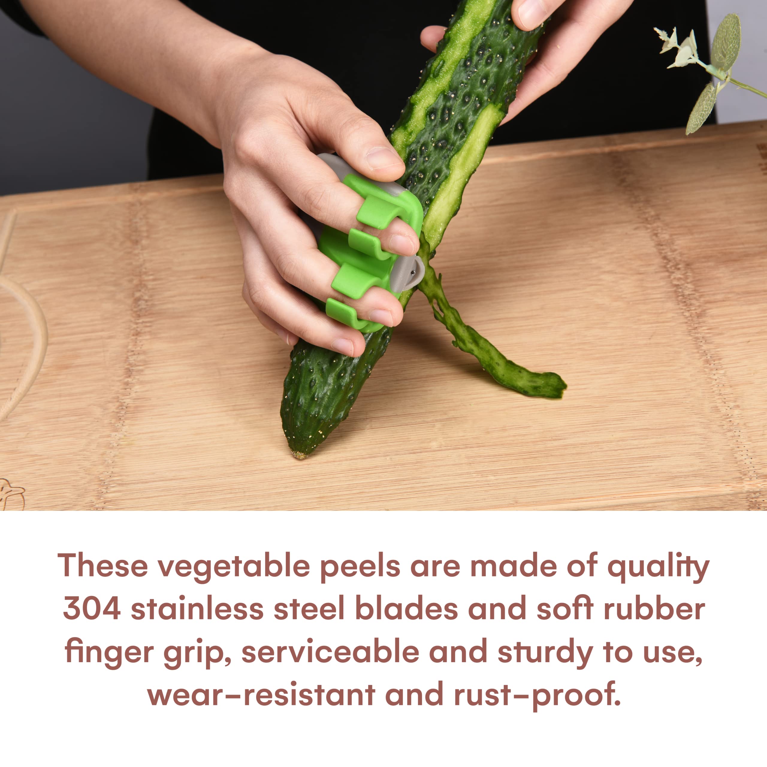Kitchtic Vegetable and Fruit Peeler - Palm Peelers with Rubber Finger Grips - Peel Potato, Carrot, Apple, Kiwi, & Cucumber, Hand Peeling Vegetables - Veggie Peel Tools for Kitchen - Potato Eye Remover