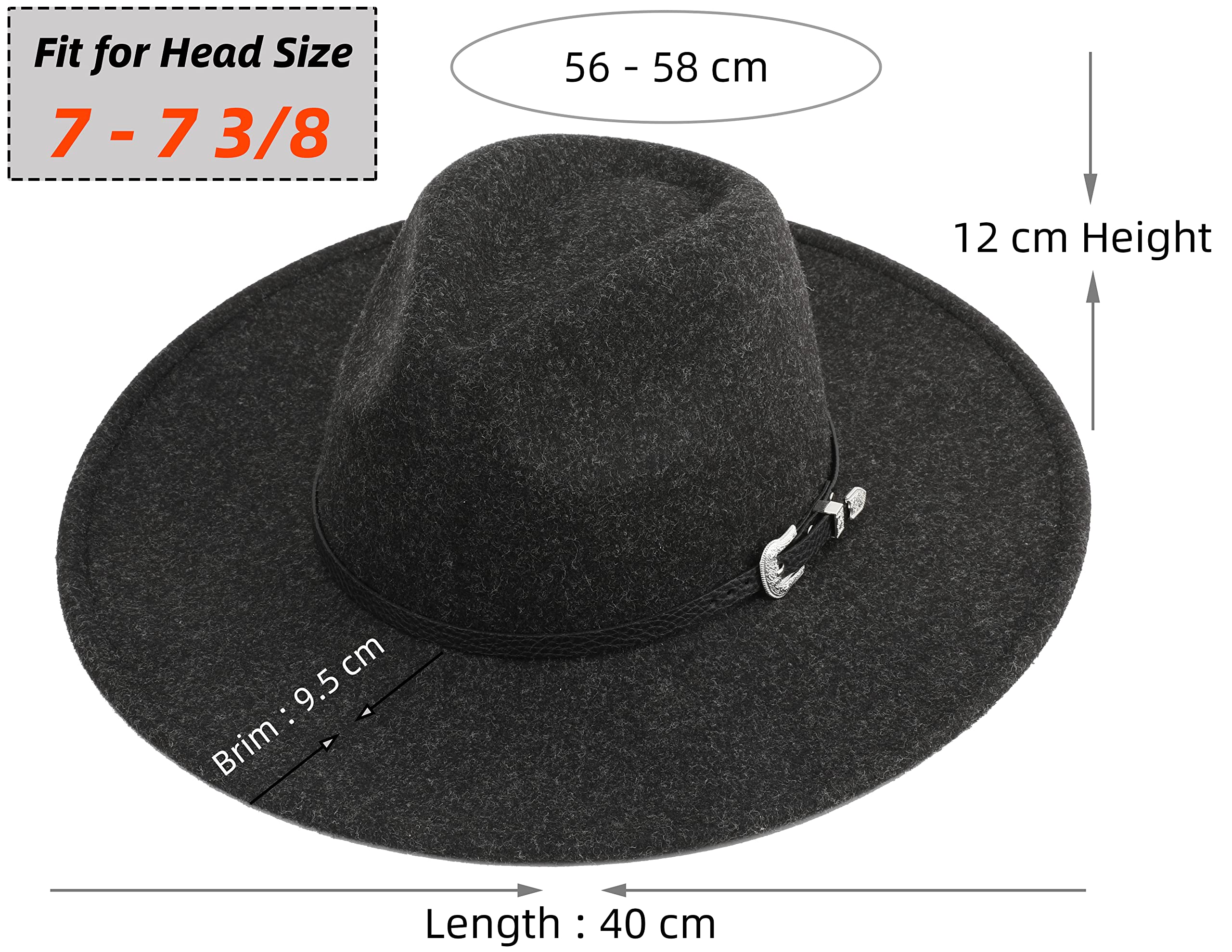 Pro Celia Big Wide Brim Women Fedora Hat Western Felt Large Panama Hat (Rice)