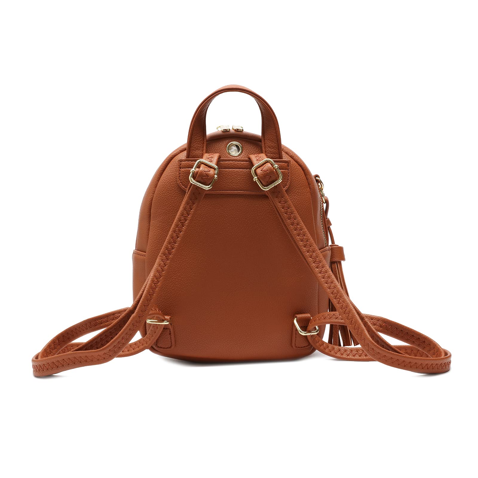 PIERRELOUES Mini Backpack Purse for Women Cute PU Leather Backpack Small Backpack Purse Multifunctional Crossbody Shoulder Handbag Purse With Charming Tassil BROWN