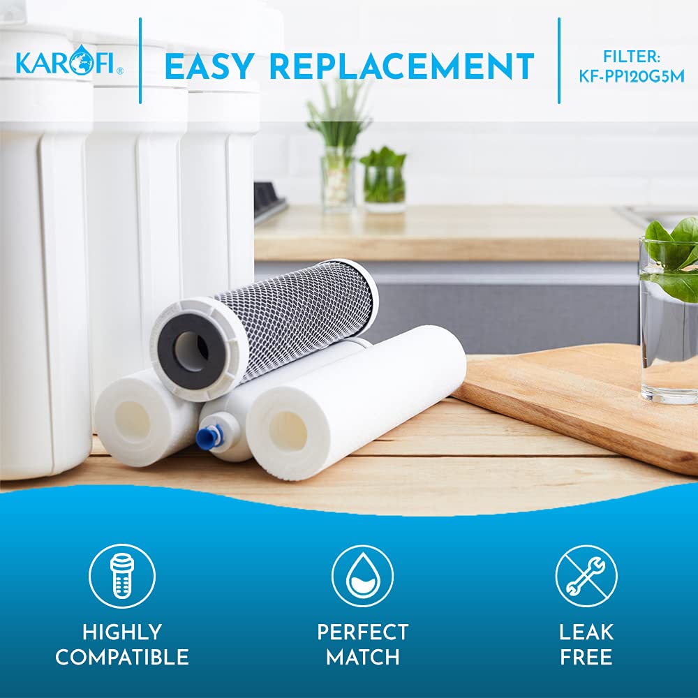 KAROFI 4-Pack 5 micron 10" x 2.5" Whole House Water Filter Cartridge | Sediment Water Filter Replacement for 10 Inches Reverse Osmosis System