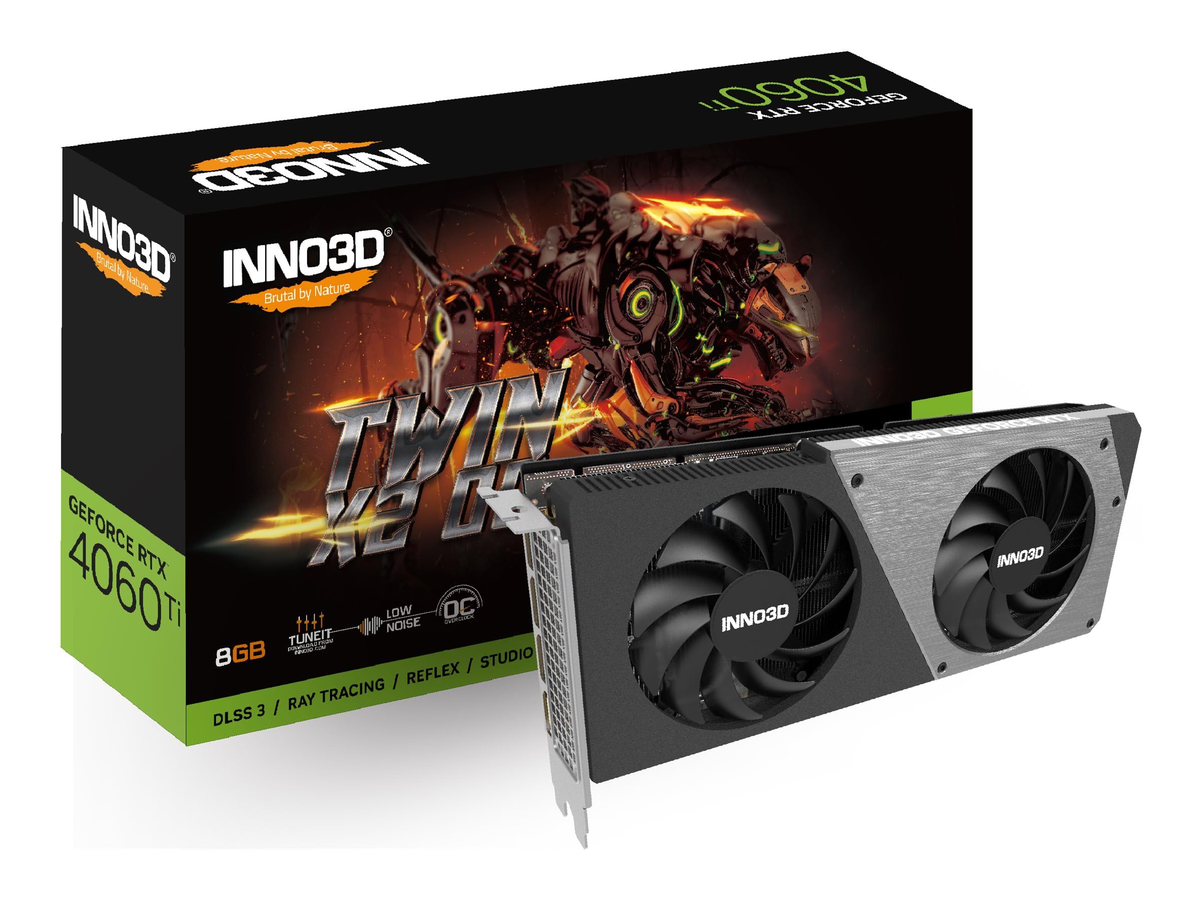 INNO3D Geforce RTX 4060 Ti 8GB Twin X2 OC Grafikkarte - 8GB GDDR6, 1x HDMI, 3X DP