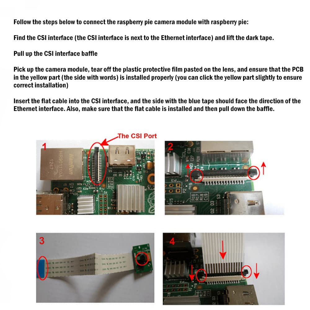 SaiDian 1Set Camera Module Board Webcam Video 5MP 720p 1080p OV5647 Sensor Module+Camera Bracket Holder for Raspberry Pi 4B/3B