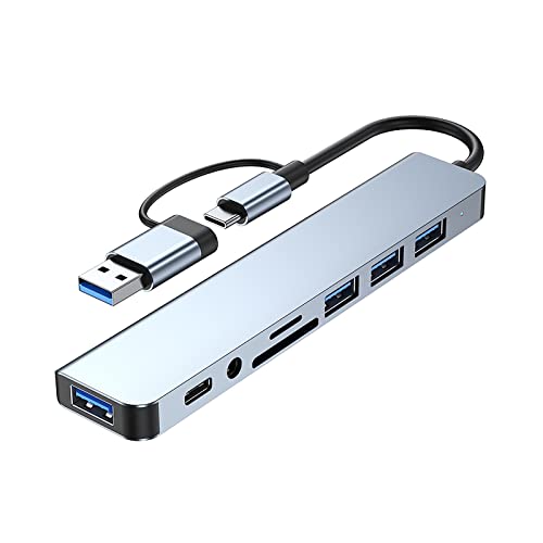 USB-C Hub 8-in-1, with 100W Power Output, 4K 60Hz HDMI Port, 10Gbps USB C and 2 USB A Data Ports, Ethernet Port, MicroSD and SD Card Reader 1Pc