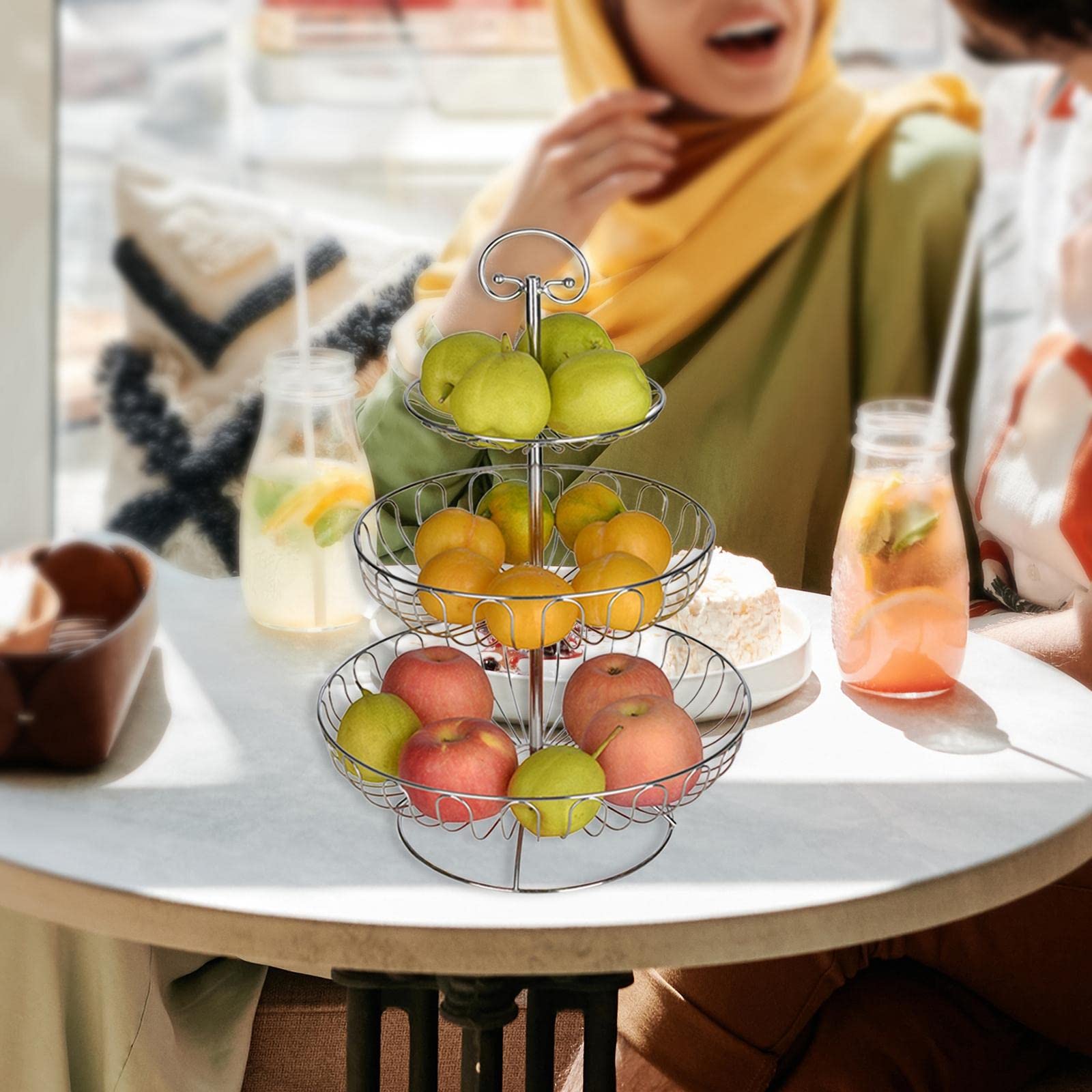 Milageto Detachable Metal Wire Fruit Bowl Banana Hanger for Bathroom Home