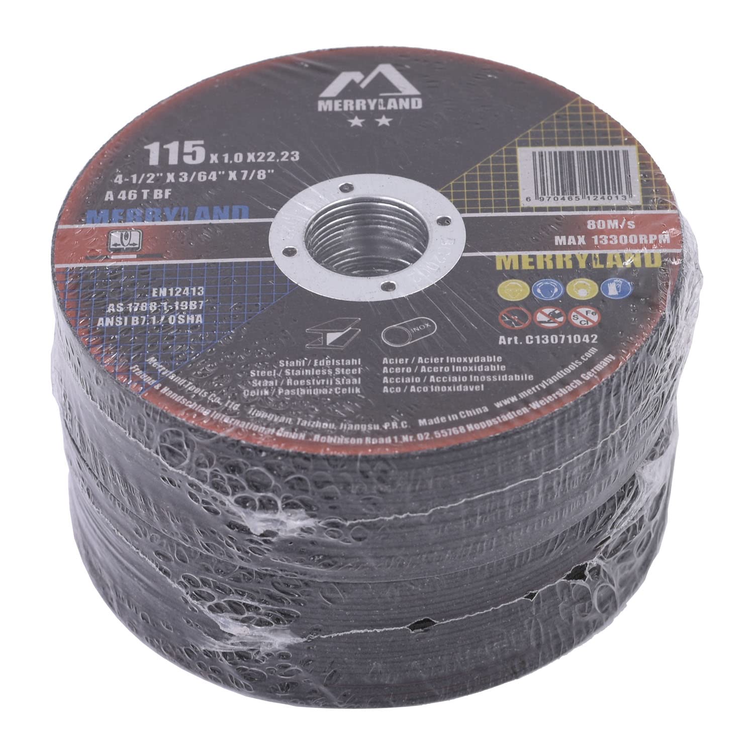 Merryland Cut Off Wheel 4 1/2 inch for Angle Grinder, Metal Cutting Wheel 4.5 X .045 X 7/8 Ultra Thin 50 Pack, Iron Stainless Steel Cutting Disc, Craft-Line C13071042