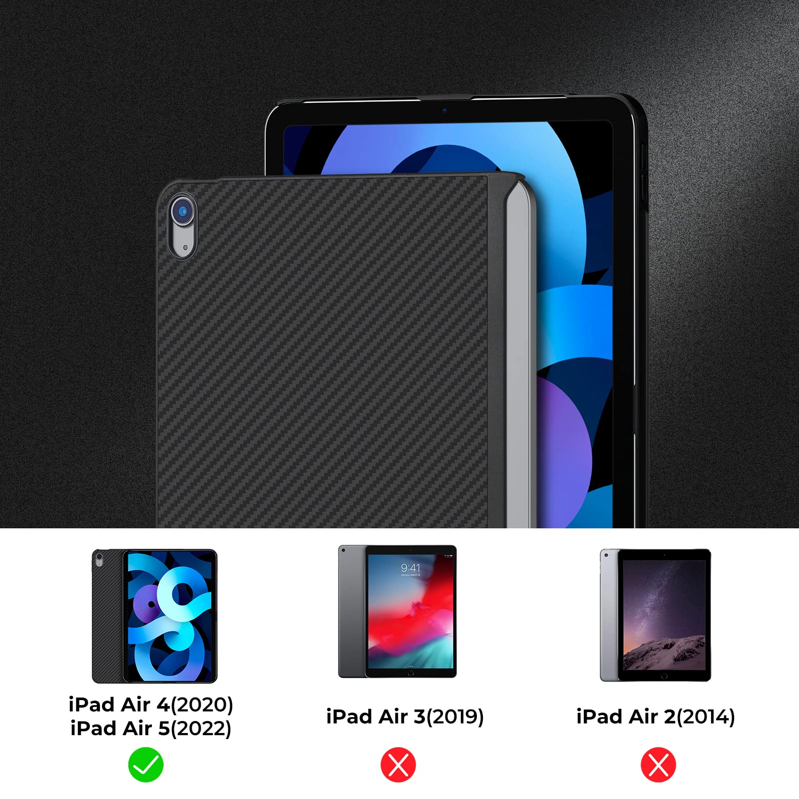 PITAKA iPad Air 5th Case 2022/iPad Air 4th Case 2020 10.9 Inch [MagEZ Case 2] Ultra Thin Aramid Fiber Magic Keyboard Compatible Case, Magnetic Case Works with MagEZ Stand & MagEZ Folio