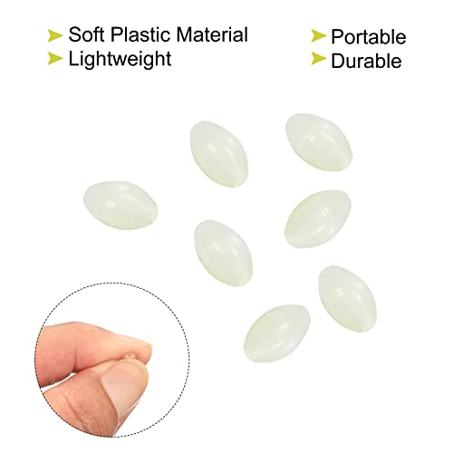 PATIKIL 5x3.4mm Luminous Fishing Beads, 200 Pieces Soft Plastic Glow Fishing Bait Eggs Rig Bead Tackle Tool Oval, White