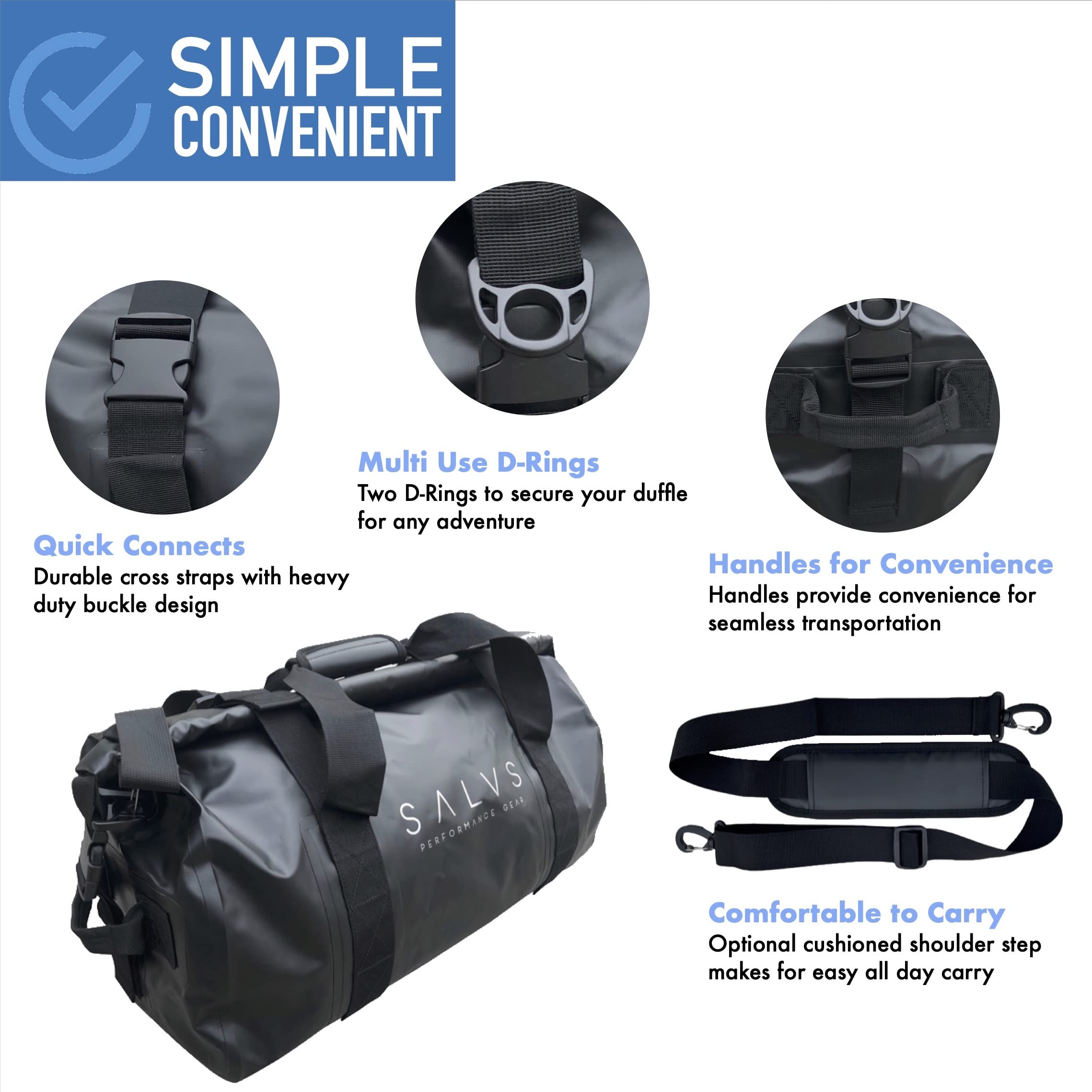 LG&NG 50L Waterproof Duffle Bag - Welded Material Fully Waterproof - Durable Straps & Handle Dry Bag - D Rings to Secure Duffle - for Motorcycle Boating Fishing ATV Kayaking Paddleboarding