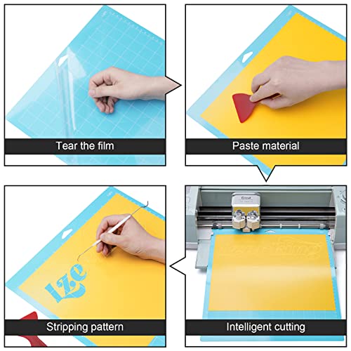 Lzerking Cutting Mat for Cricut 7 Pack Accessories and Supplies Standard Light Strong Frabic Cut Pads Cricket Cards Variety Replacement for Cut Machine Maker/Maker 3/Air/Air 2 with Scraper Pick Needle