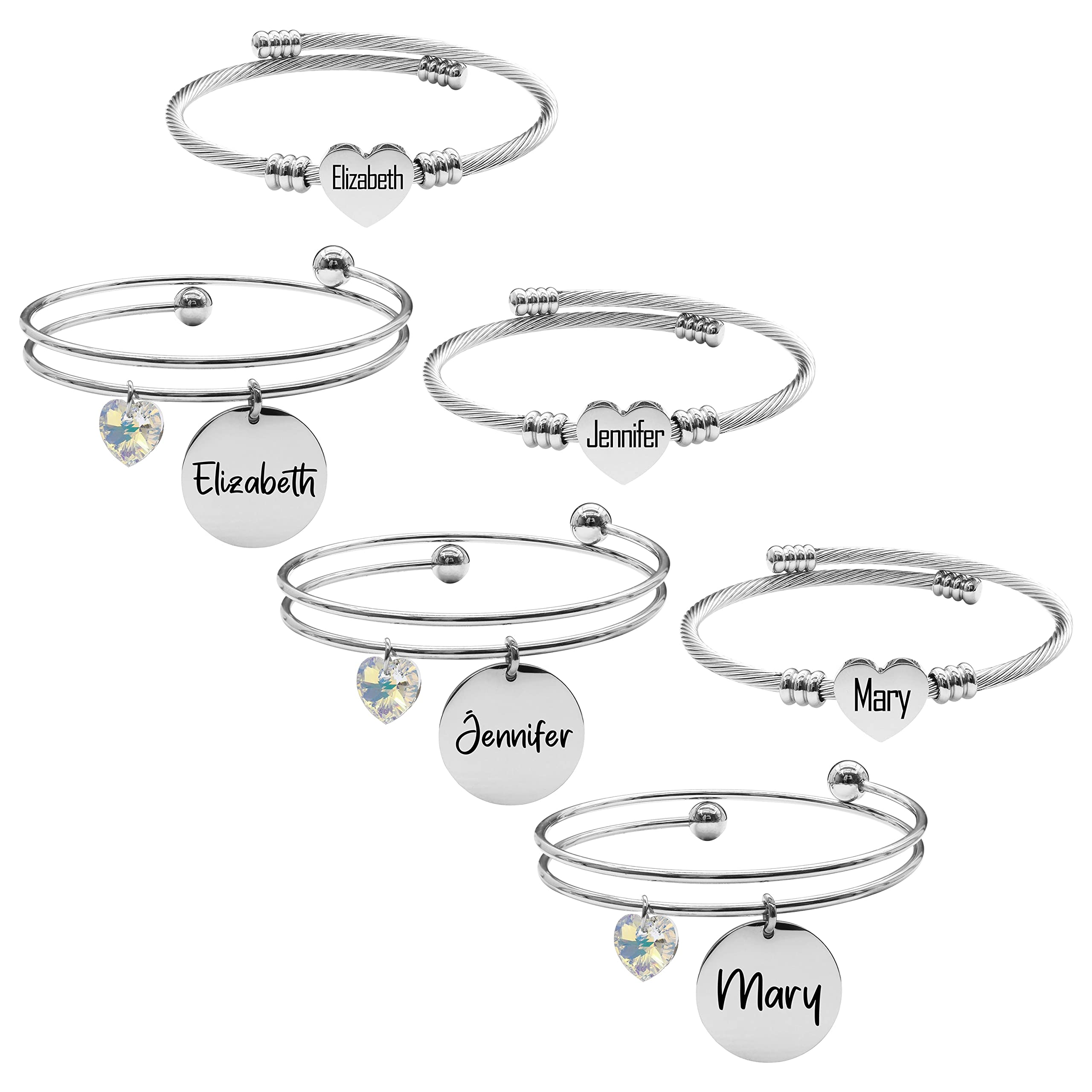 Pink Box Womens Personalized Reversible Christina Bracelet Set