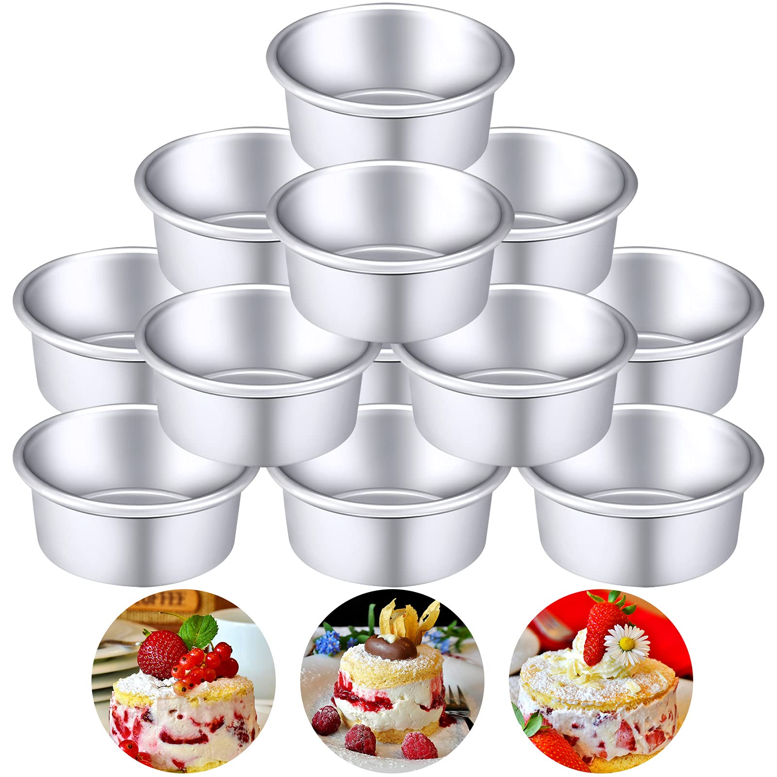 Nuenen 12 Pieces Round Cake Pans 4 Inch Aluminum Round Mold Smash Cake Baking Pans Cheesecake Pans for Home Party Baking Supplies