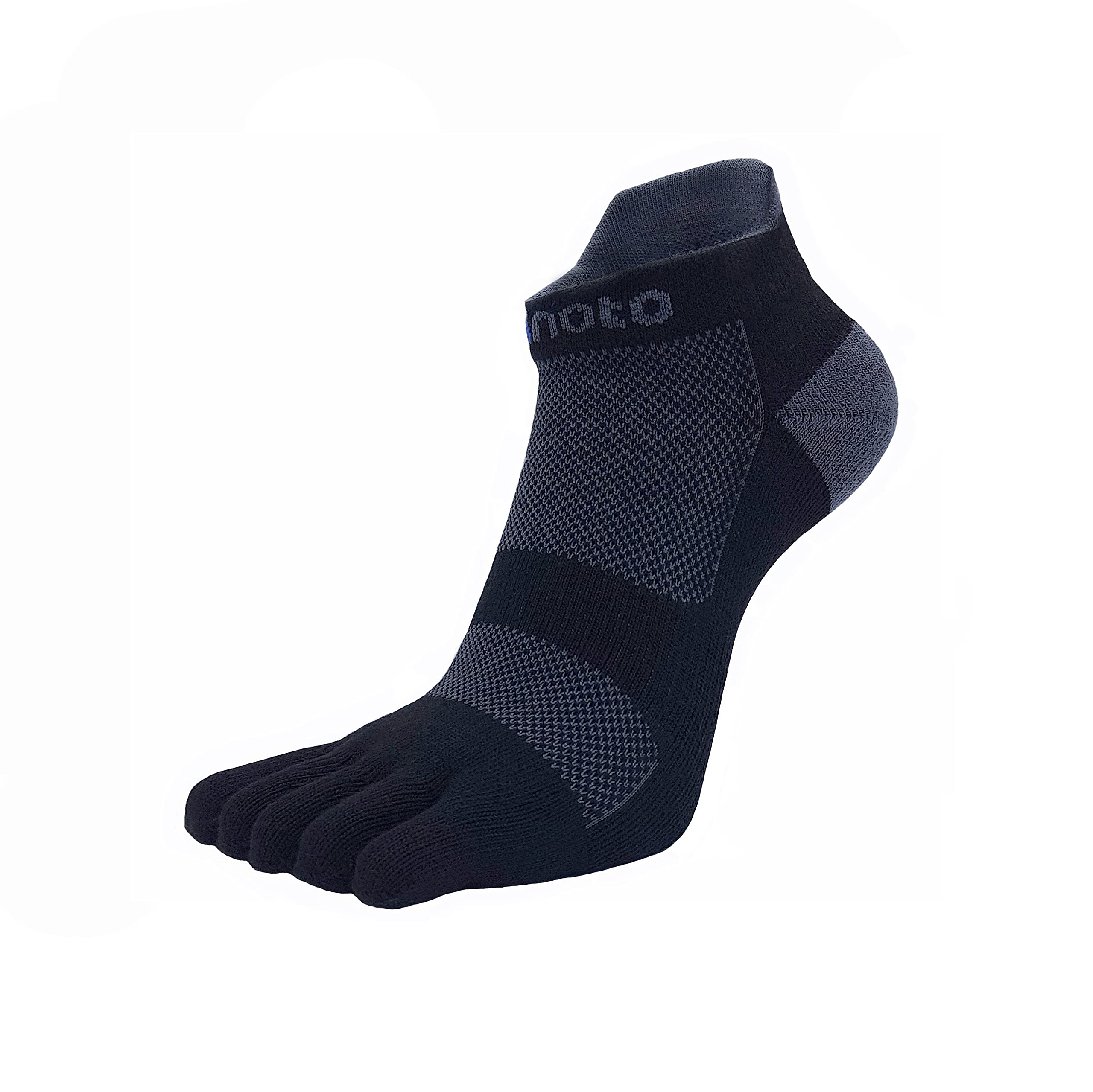 MINOTO Coolmax No-Show Midweight Toe Socks for Running and Hiking with Cushion and Mesh for Men and Women (BLACK, s (1 Pair))