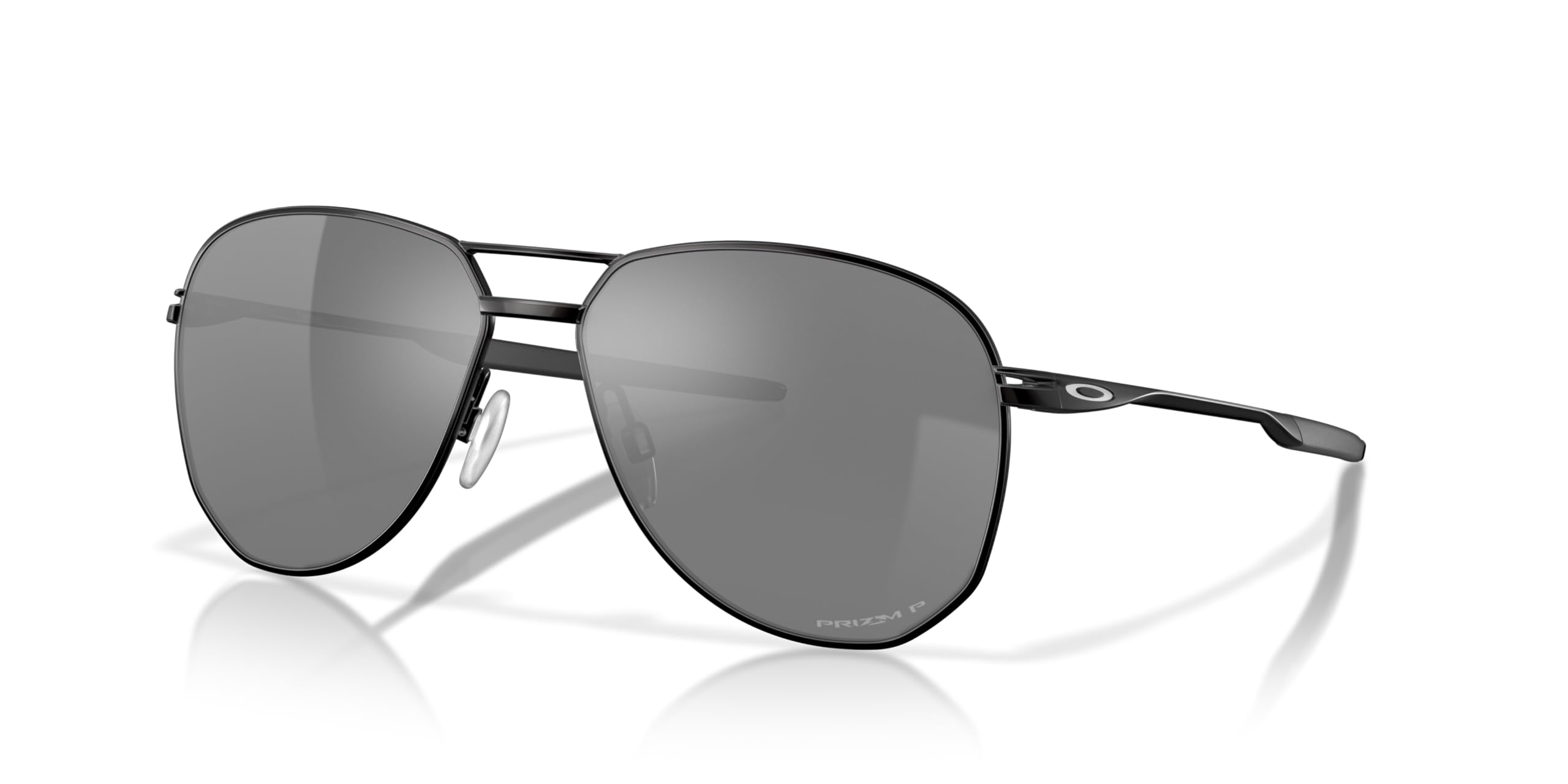 Oakley Men's OO4147 Contrail Aviator Sunglasses, Satin Black/Prizm Black Polarized, 57 mm