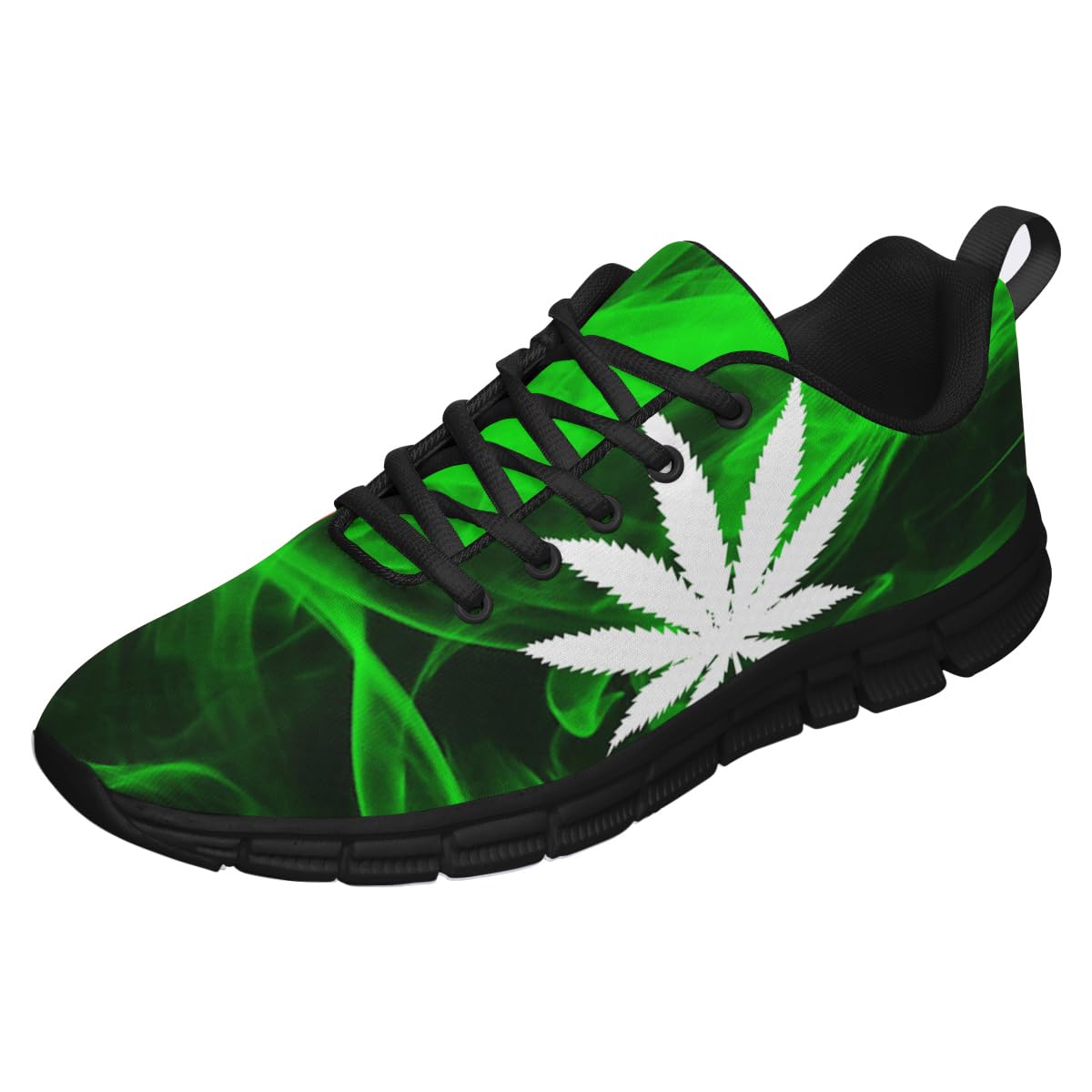 Marijuana Print Pot Leaf 420 Weed Lightweight Running Shoes Outdoor Fashion Sneaker for Men Women Black Size 10